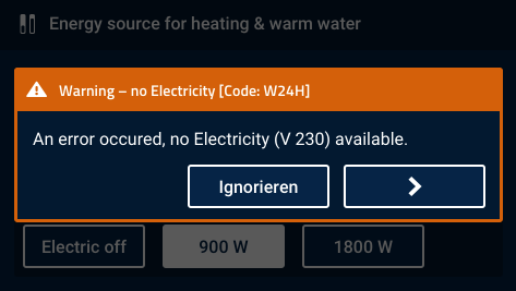 What does the display of an error code in the iNet X (Pro) panel look like?